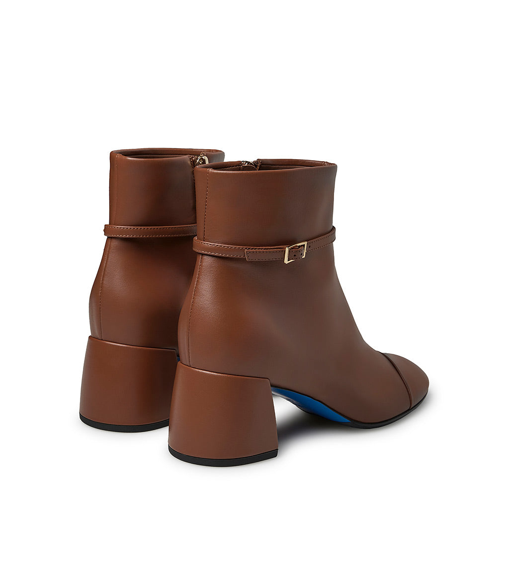 Leather color calfskin straped suede ankle boots | Loriblu