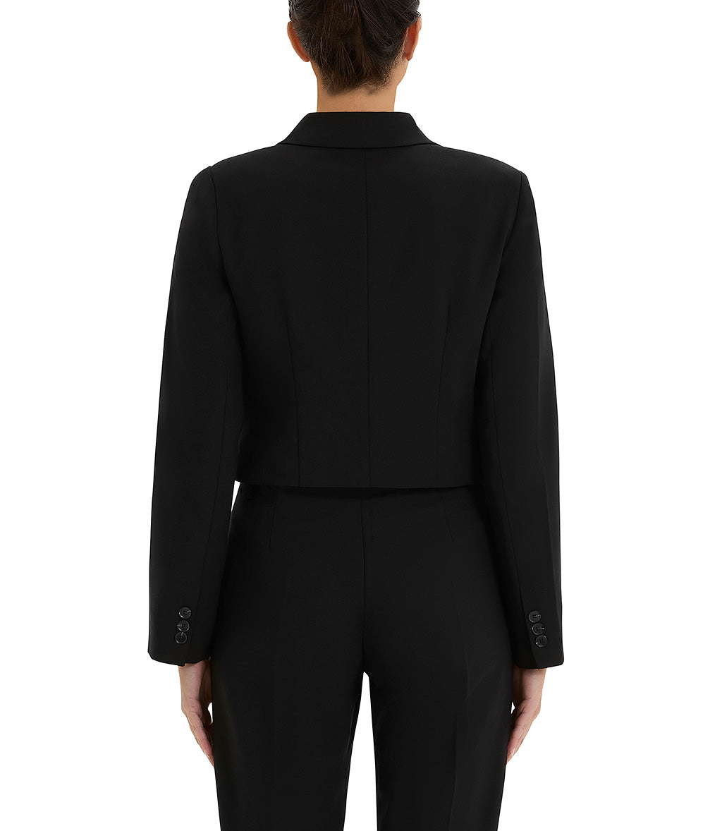 Black cropped single-breasted jacket | Loriblu