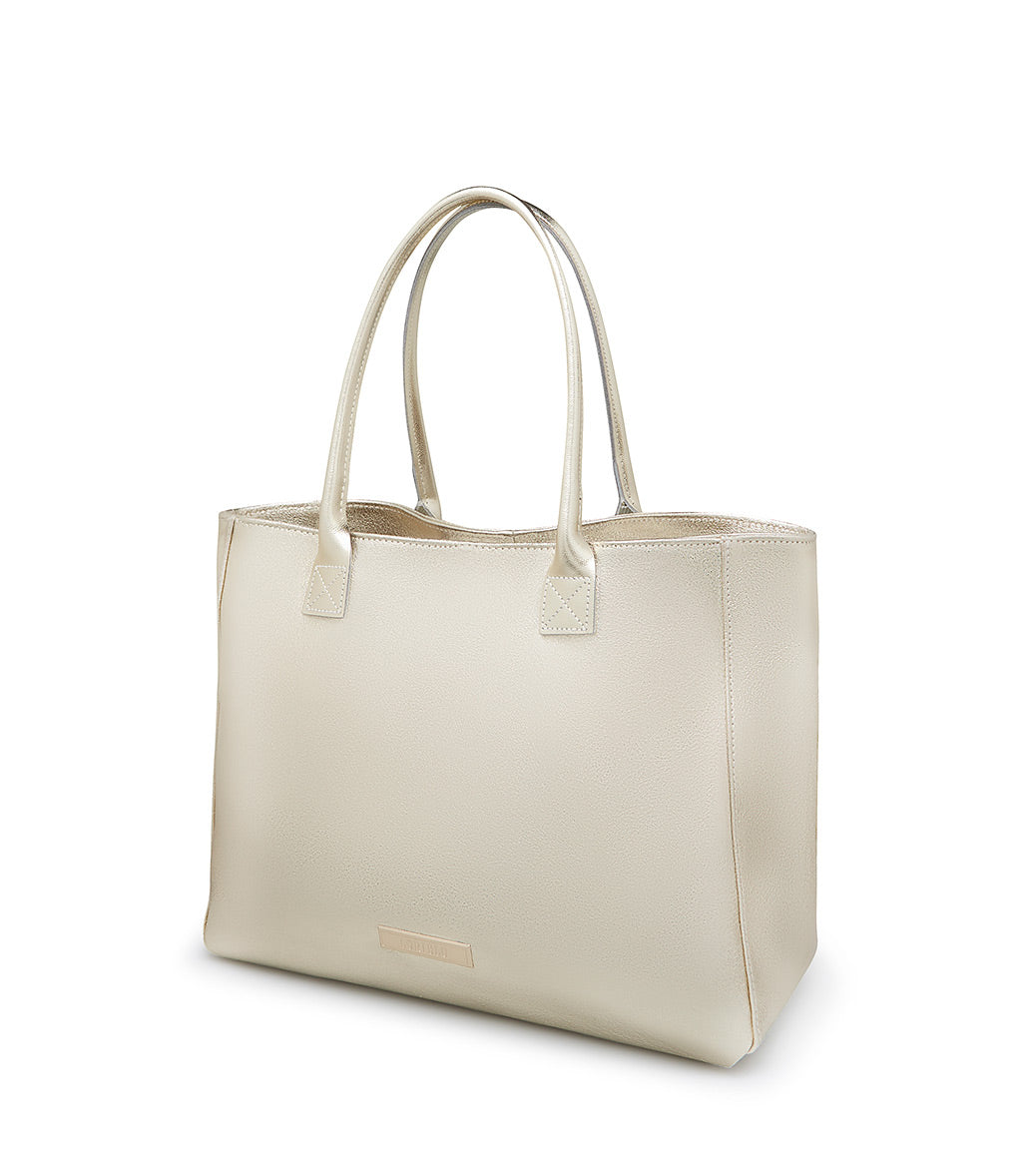 Platinum leather shopper bag | Loriblu