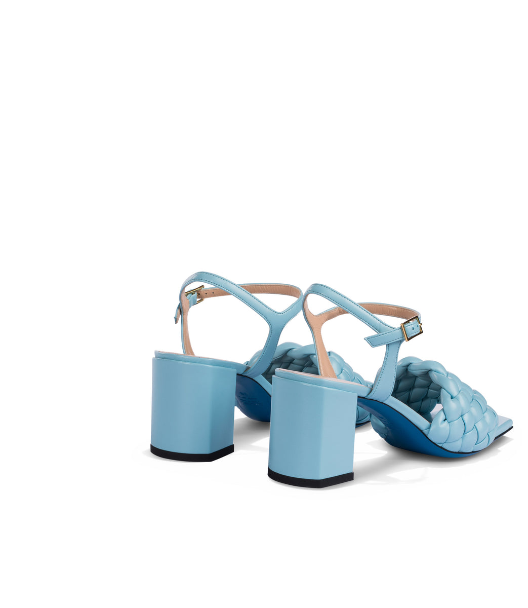 Sky blue woven faux leather sandals | Loriblu